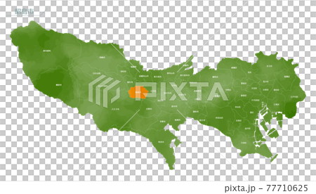 Watercolor-style map Akishima City, Tokyo - Stock Illustration ...