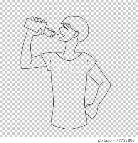 Hydration cup male line drawing - Stock Illustration [77752896] - PIXTA
