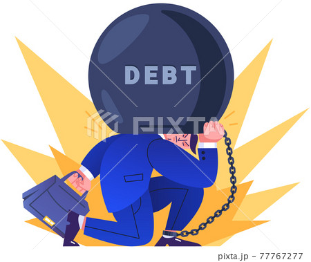 Worker holding on back heavy weight of debtのイラスト素材 [77767277] - PIXTA