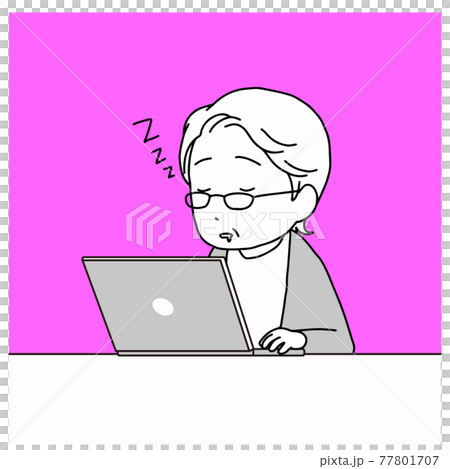 Elderly women with laptops and short hair: doze... - Stock Illustration ...