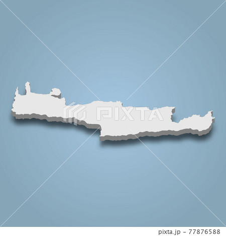 3d isometric map of Crete is an island in Greeceのイラスト素材 [77876588] - PIXTA