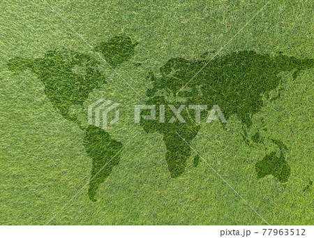 Grass World Map Ecological Map Of The World In Green Grass Isolated On