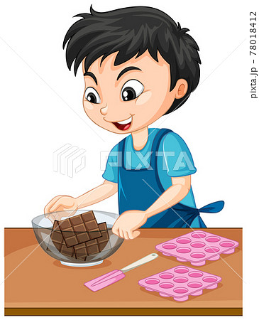 Cartoon character of a boy with baking equipmentsのイラスト素材 [78018412] - PIXTA