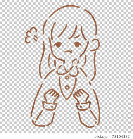 Angry simple and cute hand drawn female line... - Stock Illustration ...