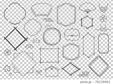 Hand-painted Japanese-style frame set (monochrome) - Stock Illustration ...