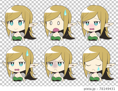 Elf girl (facial expression set) - Stock Illustration [78149431] - PIXTA
