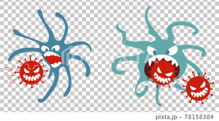 Virus-eating macrophages - Stock Illustration [78158384] - PIXTA
