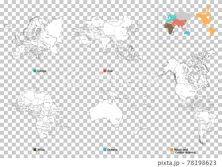 Blank map-5 regions set in the world-Entering... - Stock Illustration ...
