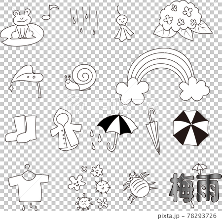 Illustration set of the rainy season line... - Stock Illustration ...