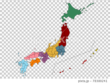 Japan map color - Stock Illustration [78380241] - PIXTA