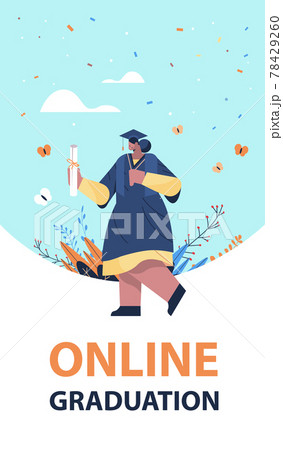 graduated student happy female graduate...のイラスト素材 [78429260] - PIXTA