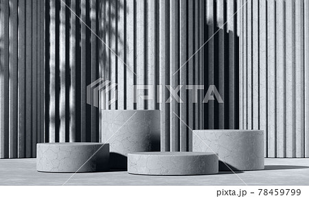 Minimal abstract bw background with 3D concrete...のイラスト素材 [78459799 ...