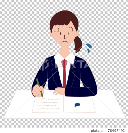 Female student studying Japanese is in trouble - Stock Illustration ...