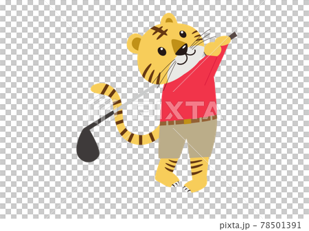 Tiger swinging golf - Stock Illustration [78501391] - PIXTA