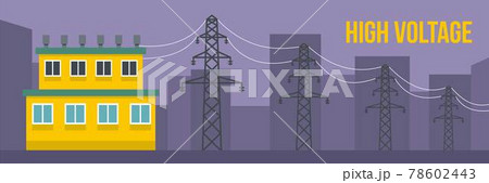 High voltage banner, flat styleのイラスト素材 [78602443] - PIXTA