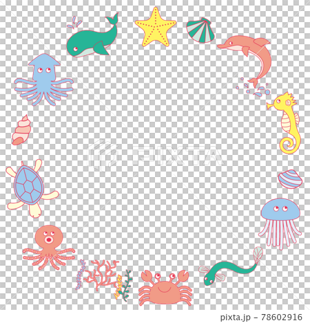 Frame of vector illustration of sea creatures - Stock Illustration ...