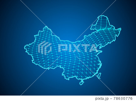 Abstract digital map of china with particles...のイラスト素材 [78630776] - PIXTA