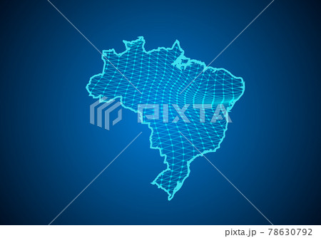 Abstract digital map of brazil with particles...のイラスト素材 [78630792] - PIXTA