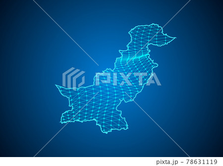 Abstract digital map of pakistan with particles...のイラスト素材 [78631119 ...