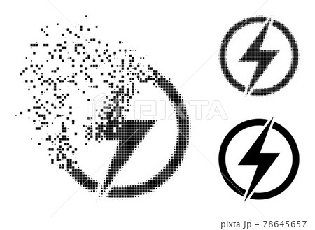 Dispersed and Halftone Pixelated Electricity Glyphのイラスト素材 [78645657 ...