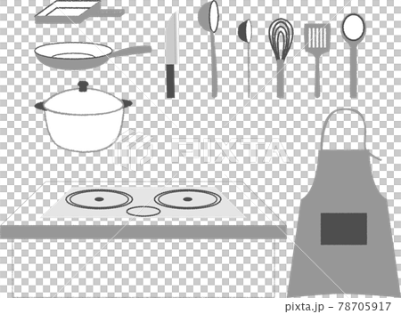 IH cooking heater and cooking utensils... - Stock Illustration ...