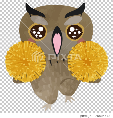Owl illustration cheering on bonbon - Stock Illustration [78805578] - PIXTA