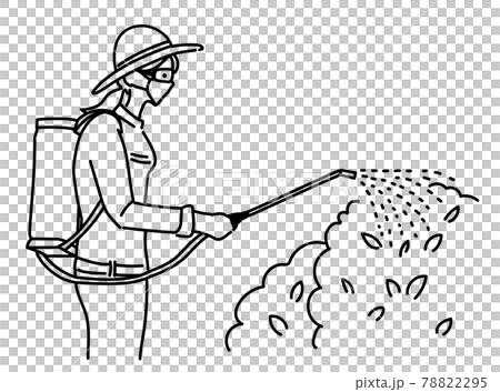 Spraying herbicide sprayer Agricultural work... - Stock Illustration ...