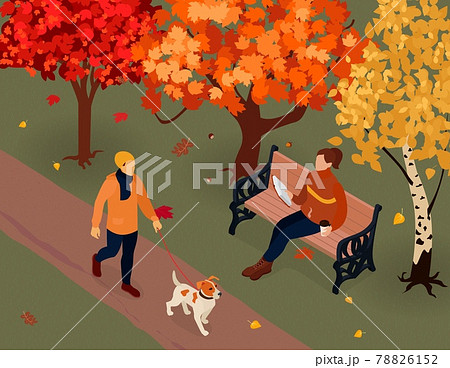 Autumn Fall Isometric Compositionのイラスト素材 [78826152] - PIXTA