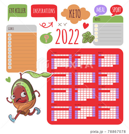 KETO STICKERS CALENDAR 2022 Year Printable And...のイラスト素材 [78867078] - PIXTA