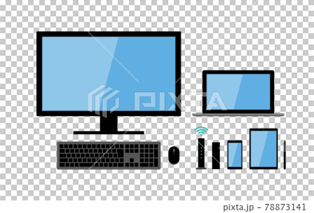 PC smartphone tablet electronic device set black - Stock Illustration ...