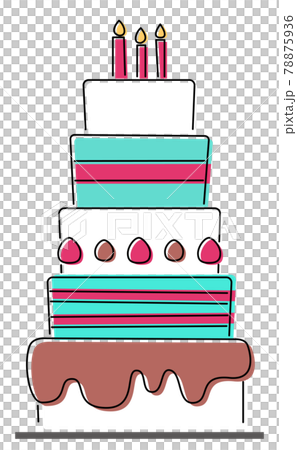 Five-tiered tower cake (line and paint) - Stock Illustration [78875936 ...