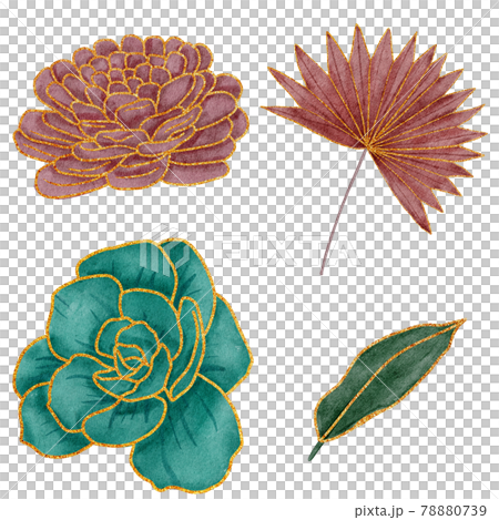 Gold Flower watercolor hand paint collection - Stock Illustration ...