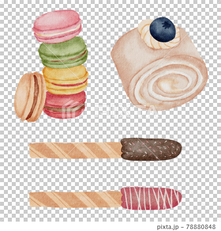 Dessert watercolor hand paint collection - Stock Illustration [78880848 ...