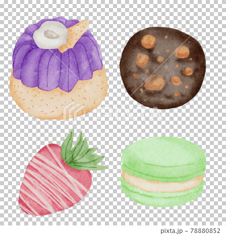 Dessert watercolor hand paint collection - Stock Illustration [78880852 ...