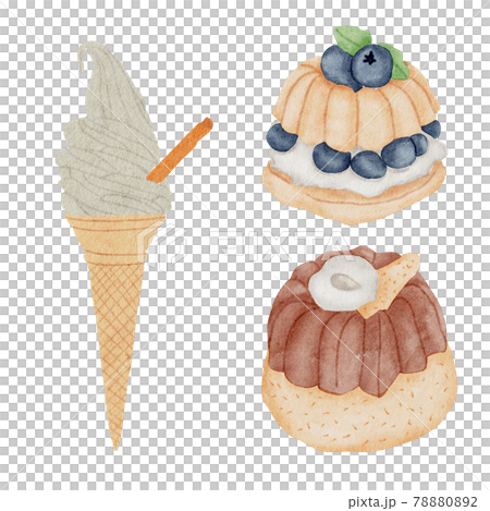 Dessert watercolor hand paint collection - Stock Illustration [78880892 ...
