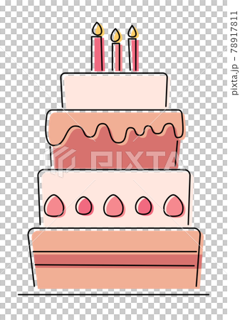 4-tiered tower cake (chocolate cake) line and... - Stock Illustration ...