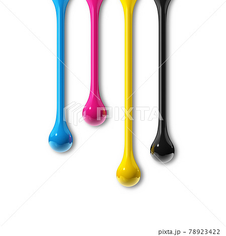 cmyk ink drops on white paper square backgroundのイラスト素材 [78923422] - PIXTA