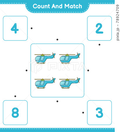 Count and match, count the number of Helicopter...のイラスト素材 [78924709 ...