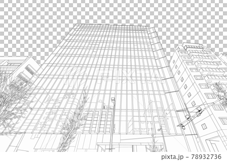 Building line drawing looking up from directly... - Stock Illustration ...