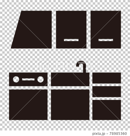 Kitchen simple icon / white background - Stock Illustration [78985360 ...