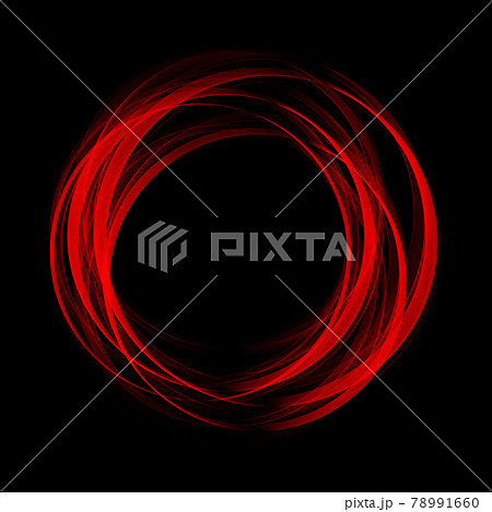 Circular red wave movement on black background,...のイラスト素材 [78991660 ...