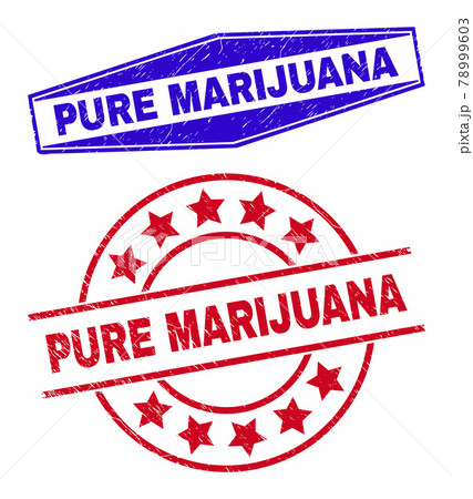 PURE MARIJUANA Textured Stamps in Round and...のイラスト素材 [78999603] - PIXTA