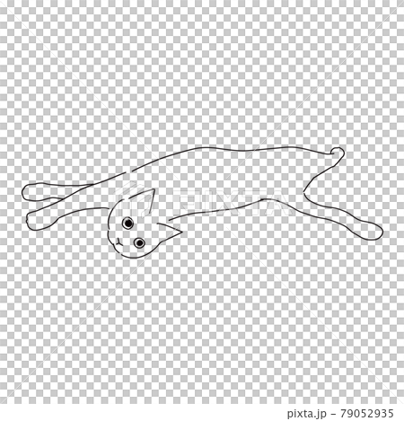 Line drawing illustration of a cat looking back... - Stock Illustration ...