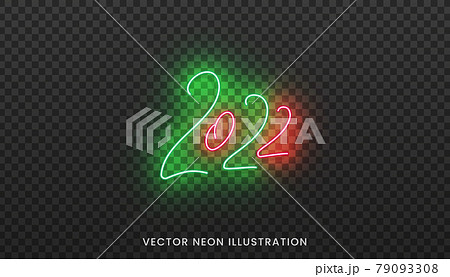 2022 neon numbers. Bright colorful script...のイラスト素材 [79093308] - PIXTA