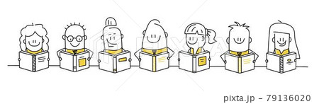 Stick figures with books.のイラスト素材 [79136020] - PIXTA