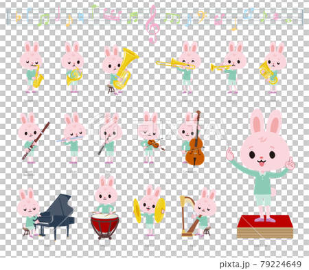 Rabbit boy set on classical music performance - Stock Illustration ...