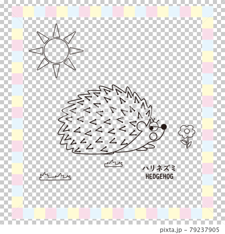 Cute animal series line drawing hedgehog - Stock Illustration [79237905 ...