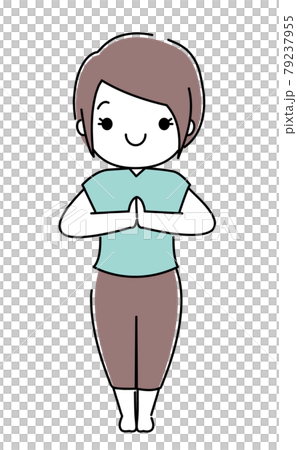 Yoga Gassho Pose Greeting Woman - Stock Illustration [79237955] - PIXTA