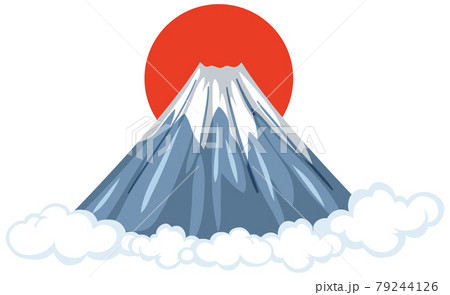 Mount Fuji with Red Sun in cartoon style...のイラスト素材 [79244126] - PIXTA