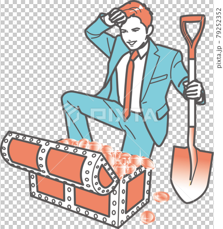 Man looking for treasure - Stock Illustration [79252352] - PIXTA